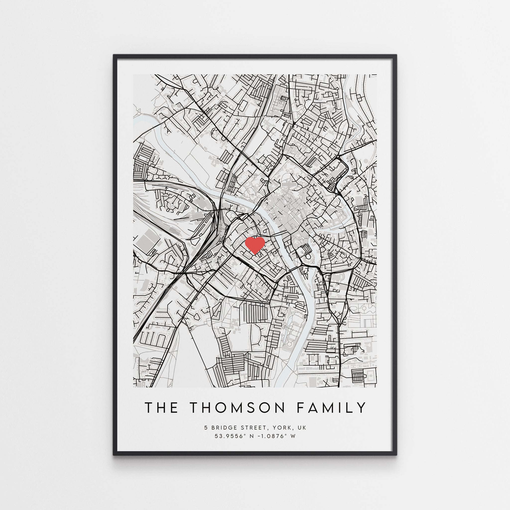Family Home Map Print – Minimal Wall