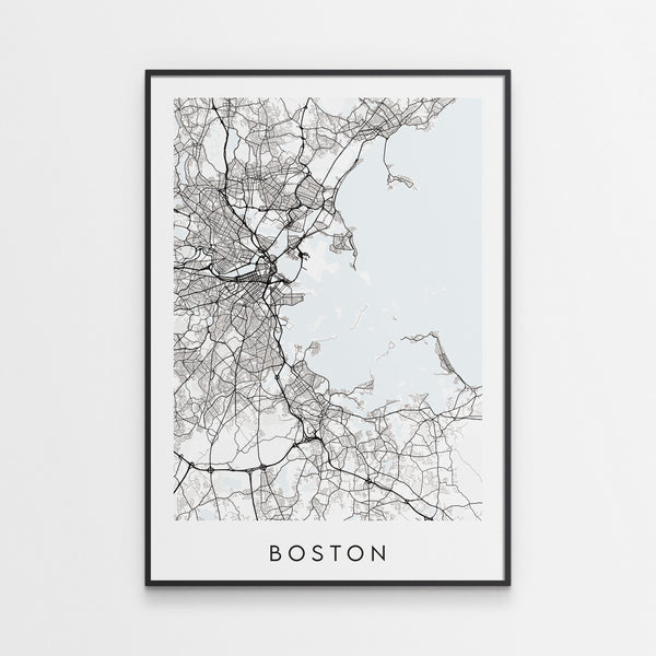 Boston Map Print - Massachusetts USA – Minimal Wall