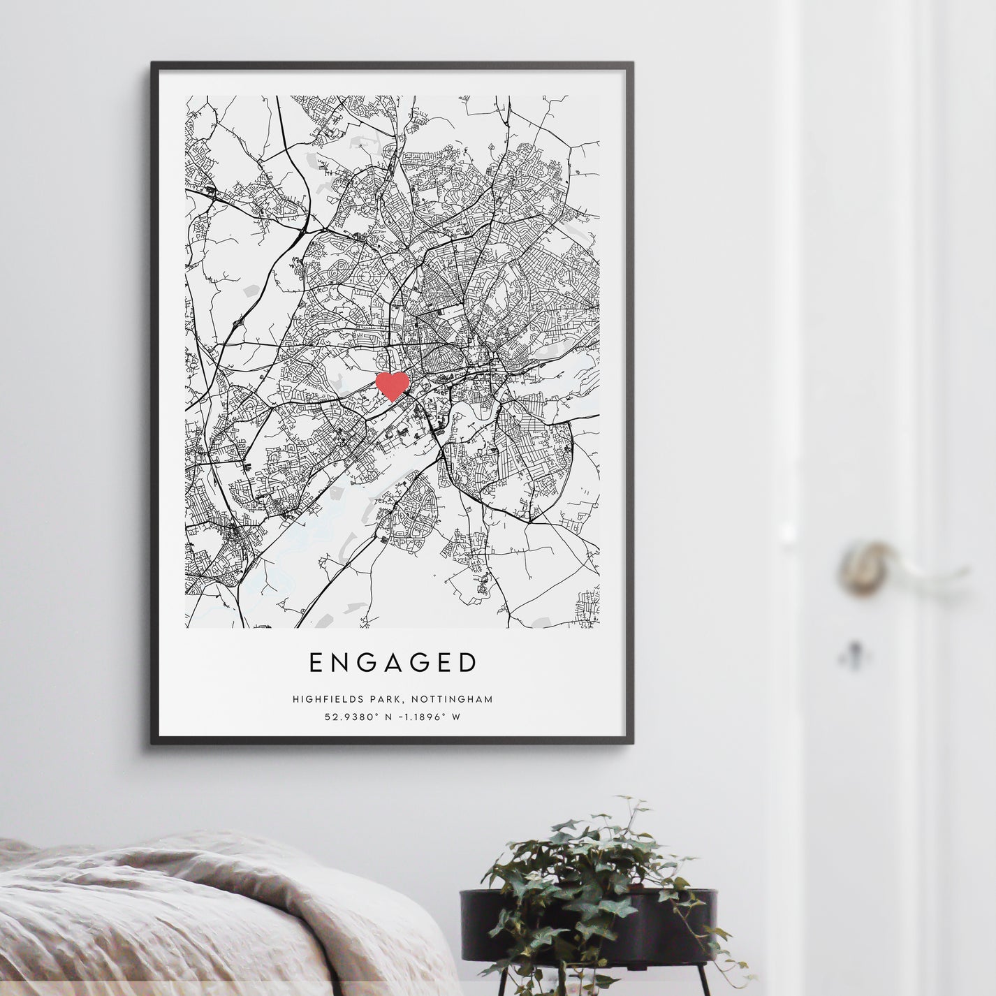 Engagement Map Print – Minimal Wall