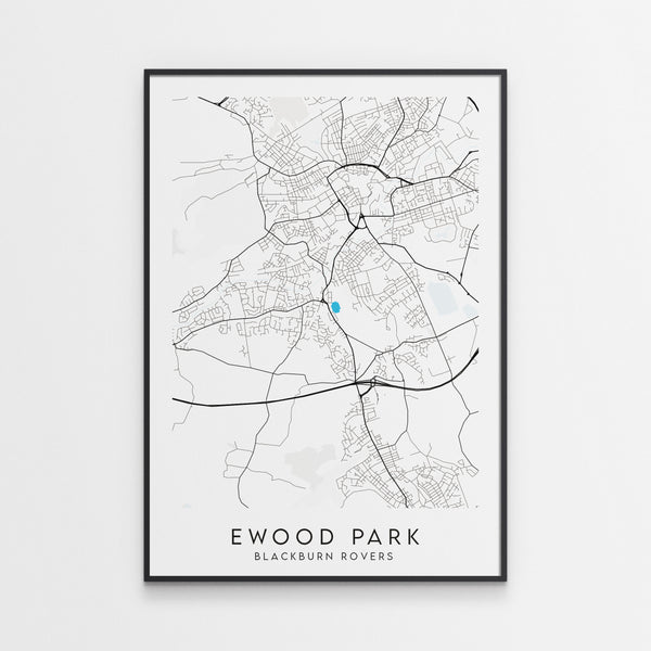 Blackburn Rovers Poster - Ewood Park Stadium Football Map – Minimal Wall