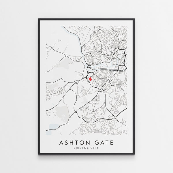 Bristol City Poster - Ashton Gate Stadium Football Map – Minimal Wall