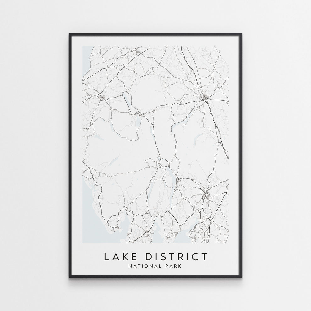 Lake District National Park Map Poster – Minimal Wall