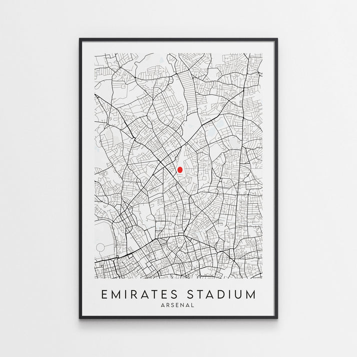 Arsenal Poster - Emirates Stadium Football Map – Minimal Wall