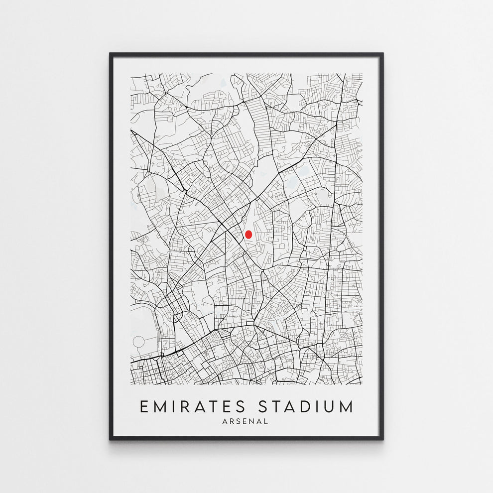 Arsenal Poster - Emirates Stadium Football Map – Minimal Wall