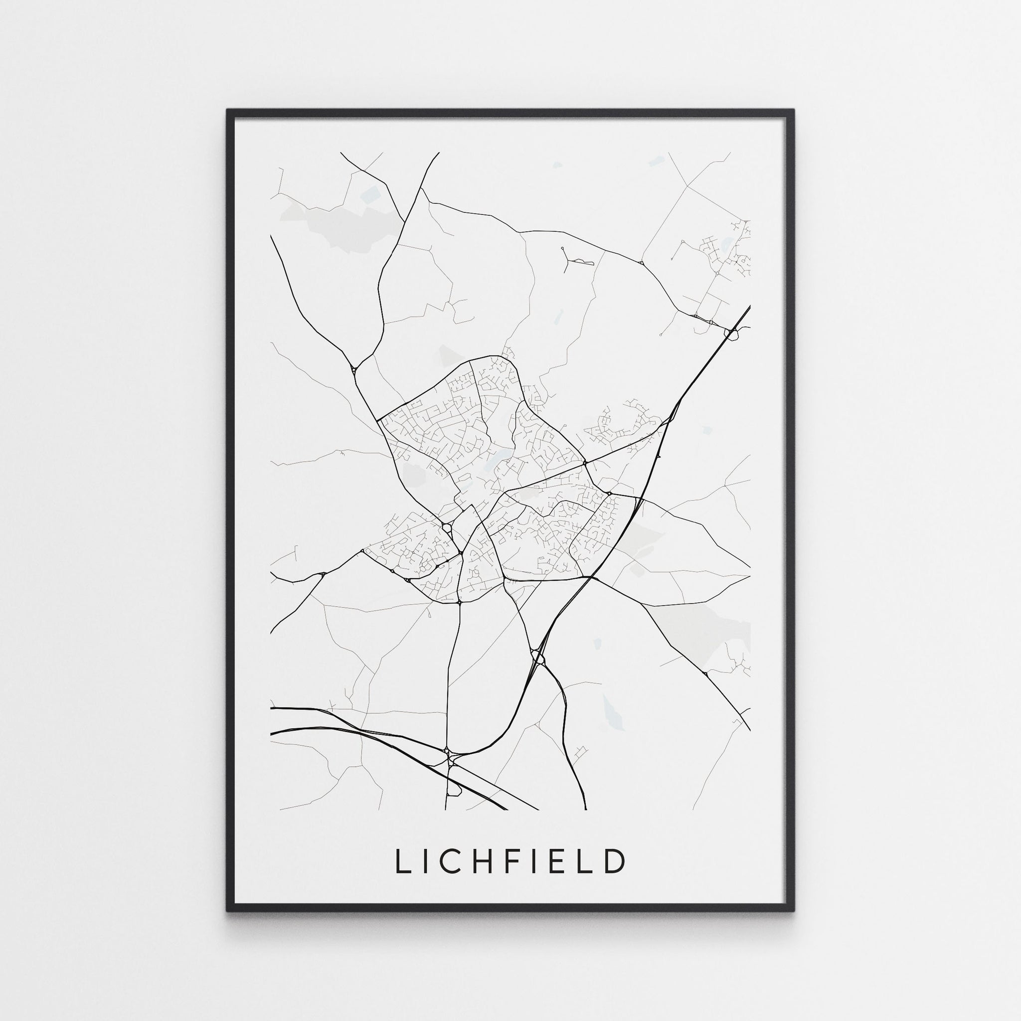Lichfield Map Print – Minimal Wall