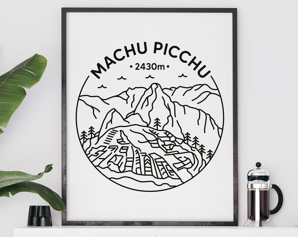 Machu Picchu Print - Inca Trail, Andes Mountains, Peru Poster – Minimal ...