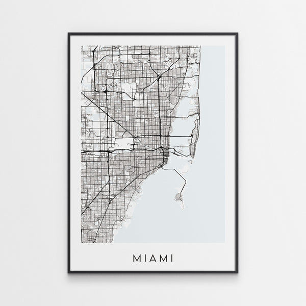 Miami Map Print - Florida USA – Minimal Wall