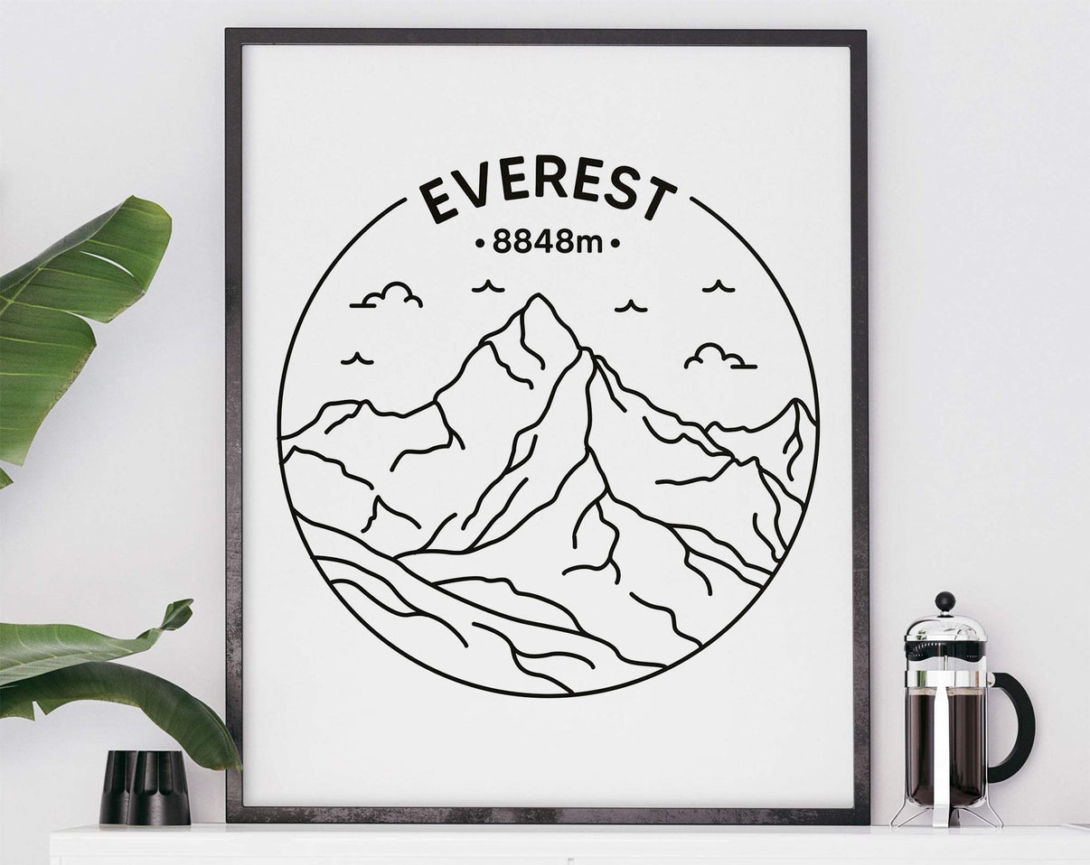 Mount Everest Print - Himalayas, Nepal, China Poster – Minimal Wall