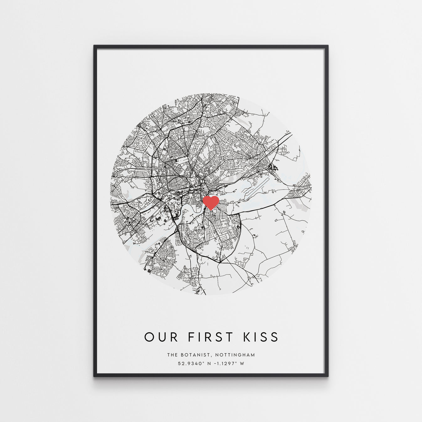 Our First Kiss Map Print – Minimal Wall
