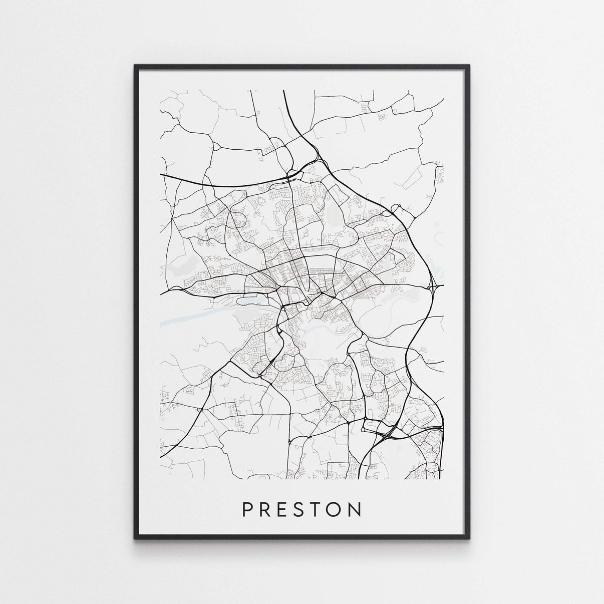 Preston Map Print – Minimal Wall
