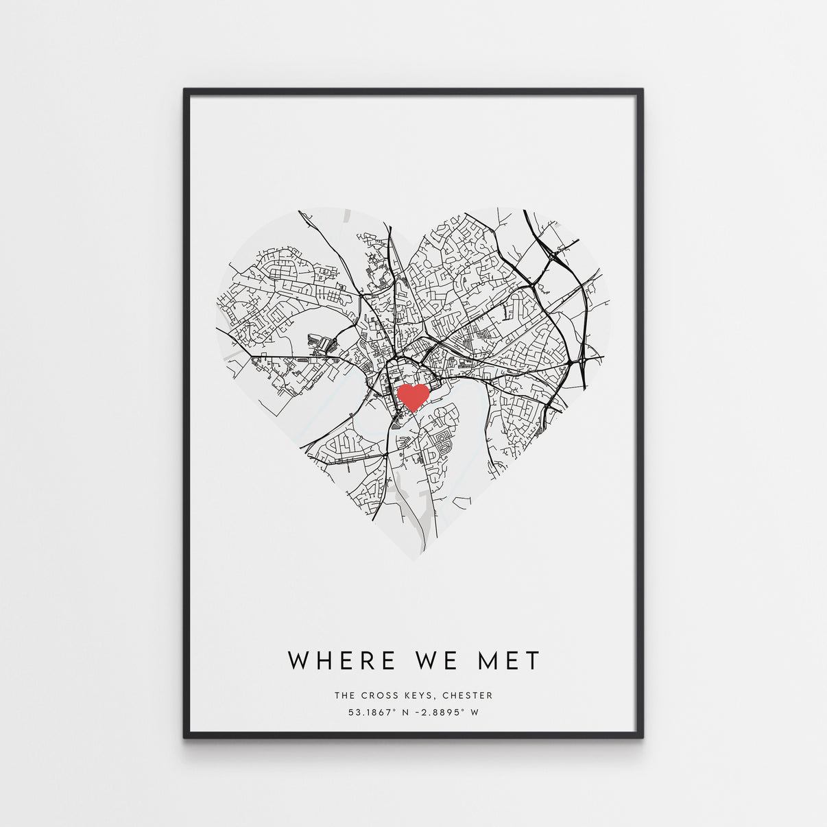 Where We Met Map Print – Minimal Wall